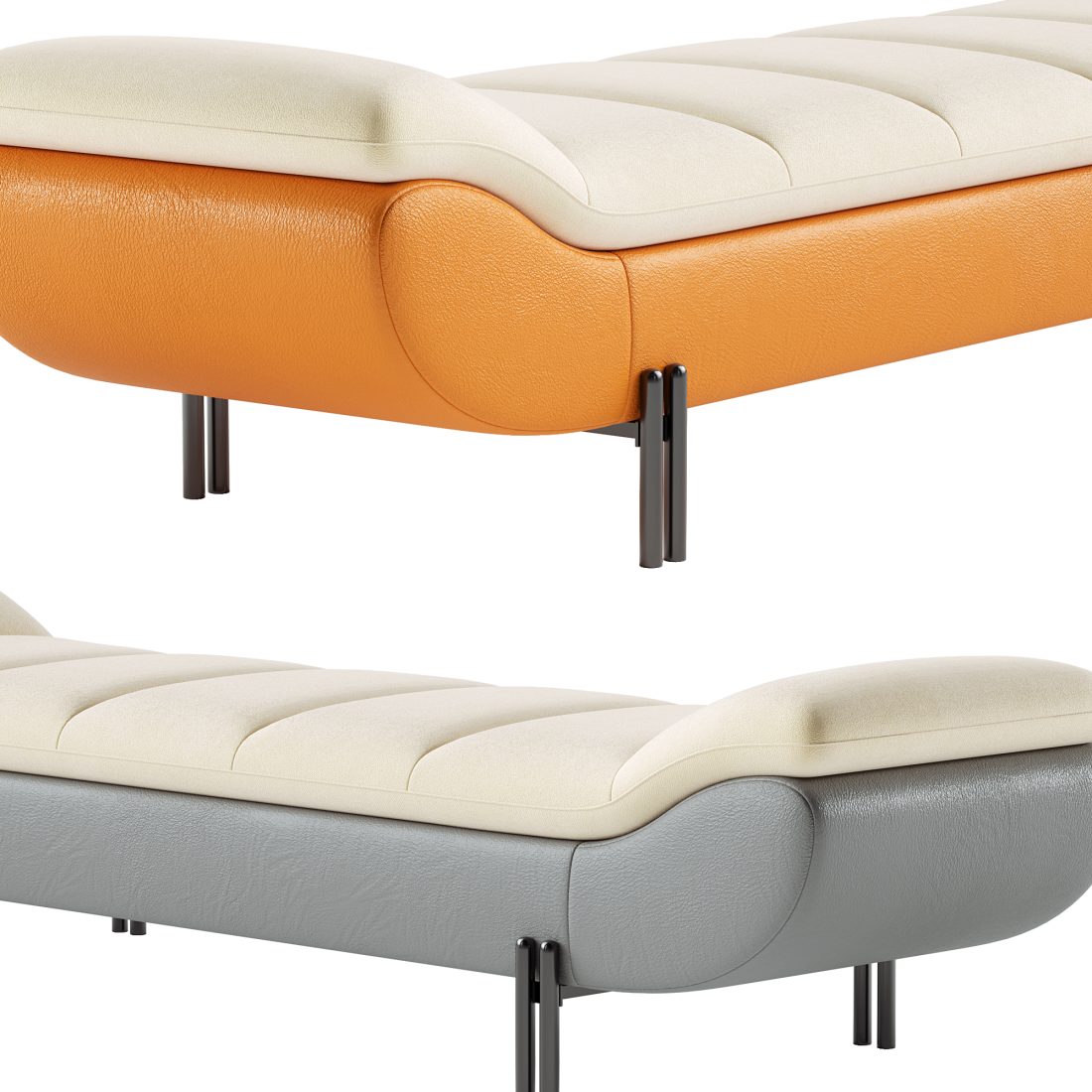 Armless Backless Upholstered Wood Modern Bedroom B - 3D Model for Corona