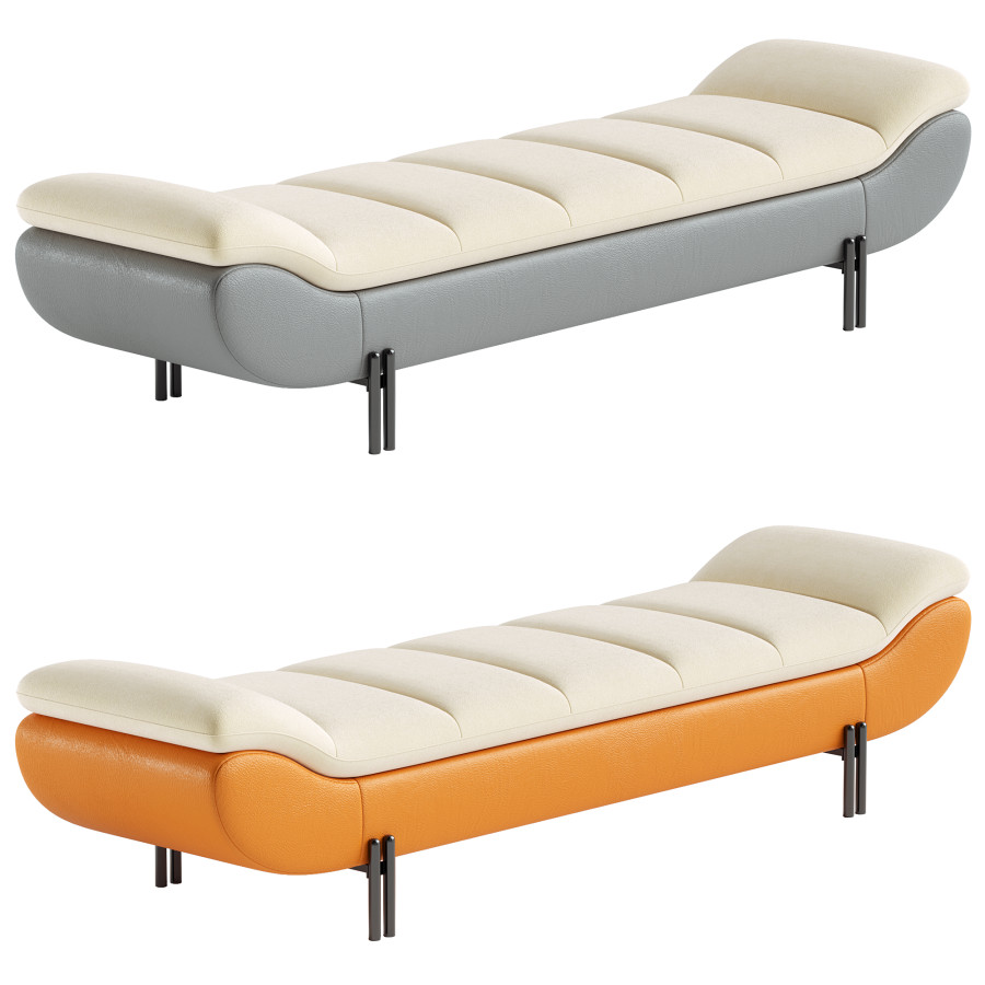 Armless Backless Upholstered Wood Modern Bedroom B - 3D Model for Corona
