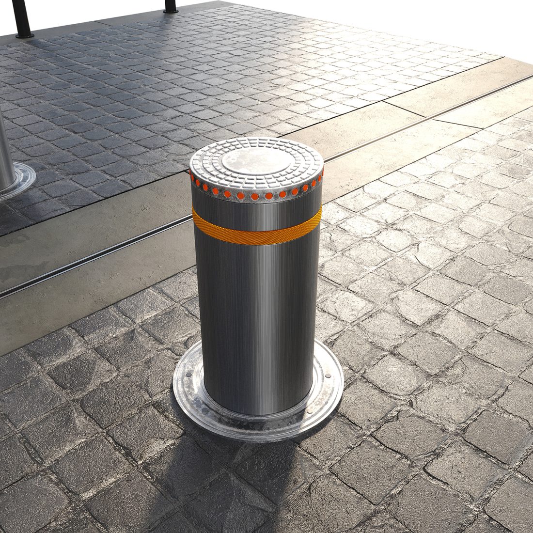 Road With Bollards - 3D Model for Corona