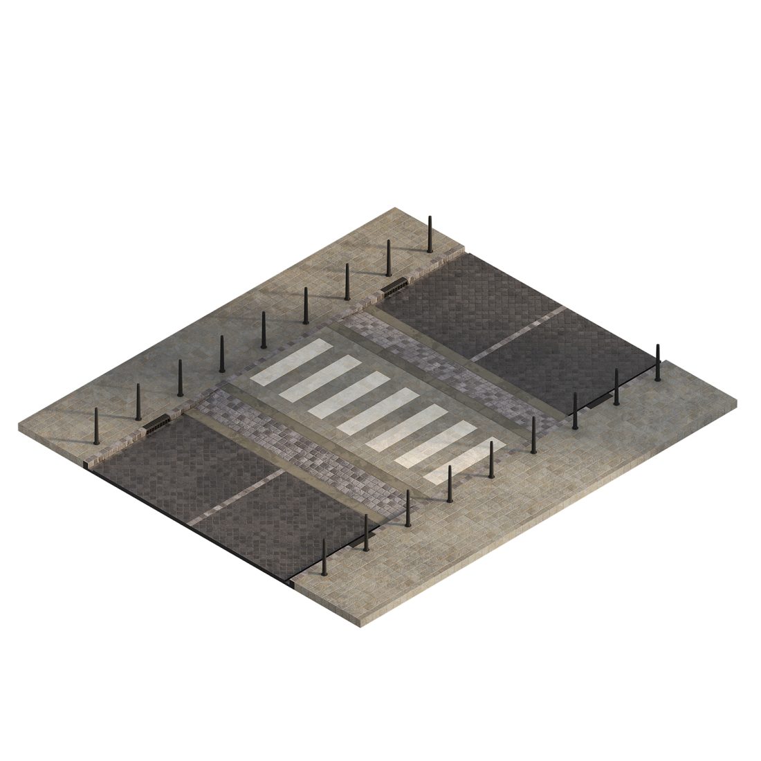 Street With Pedestrian Crossing 3D Model for Corona | CGMood