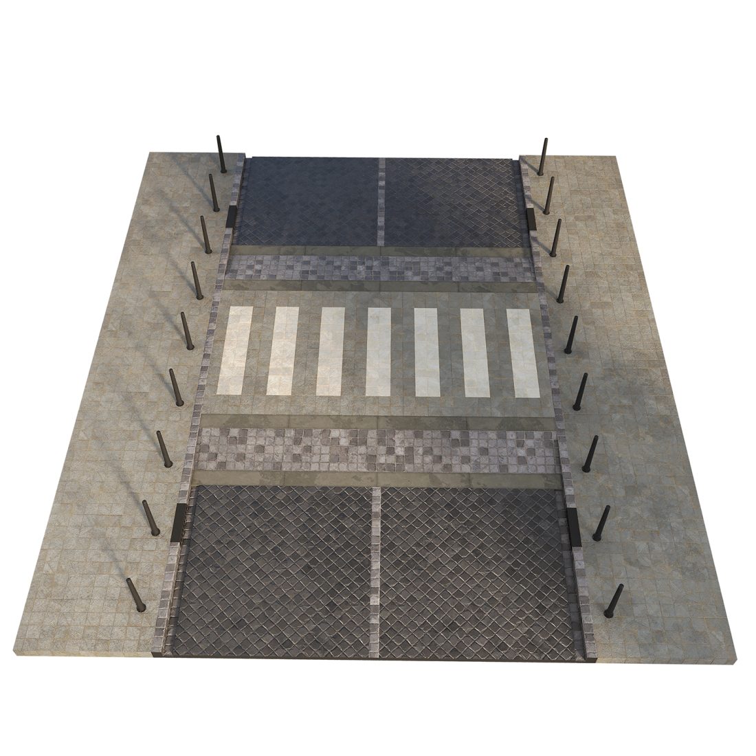 Street With Pedestrian Crossing 3D Model for Corona | CGMood