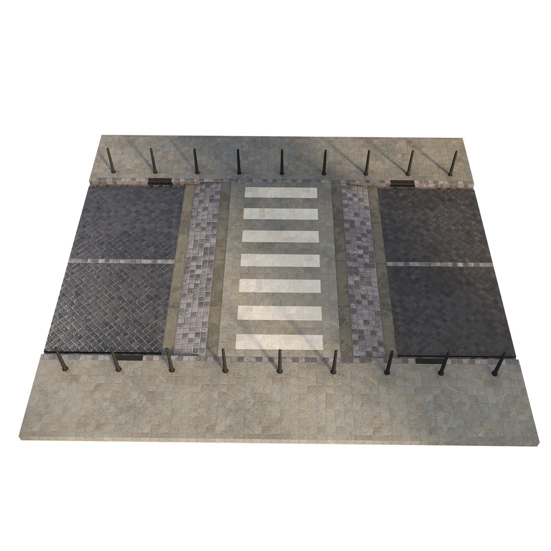 Street With Pedestrian Crossing 3D Model for Corona | CGMood