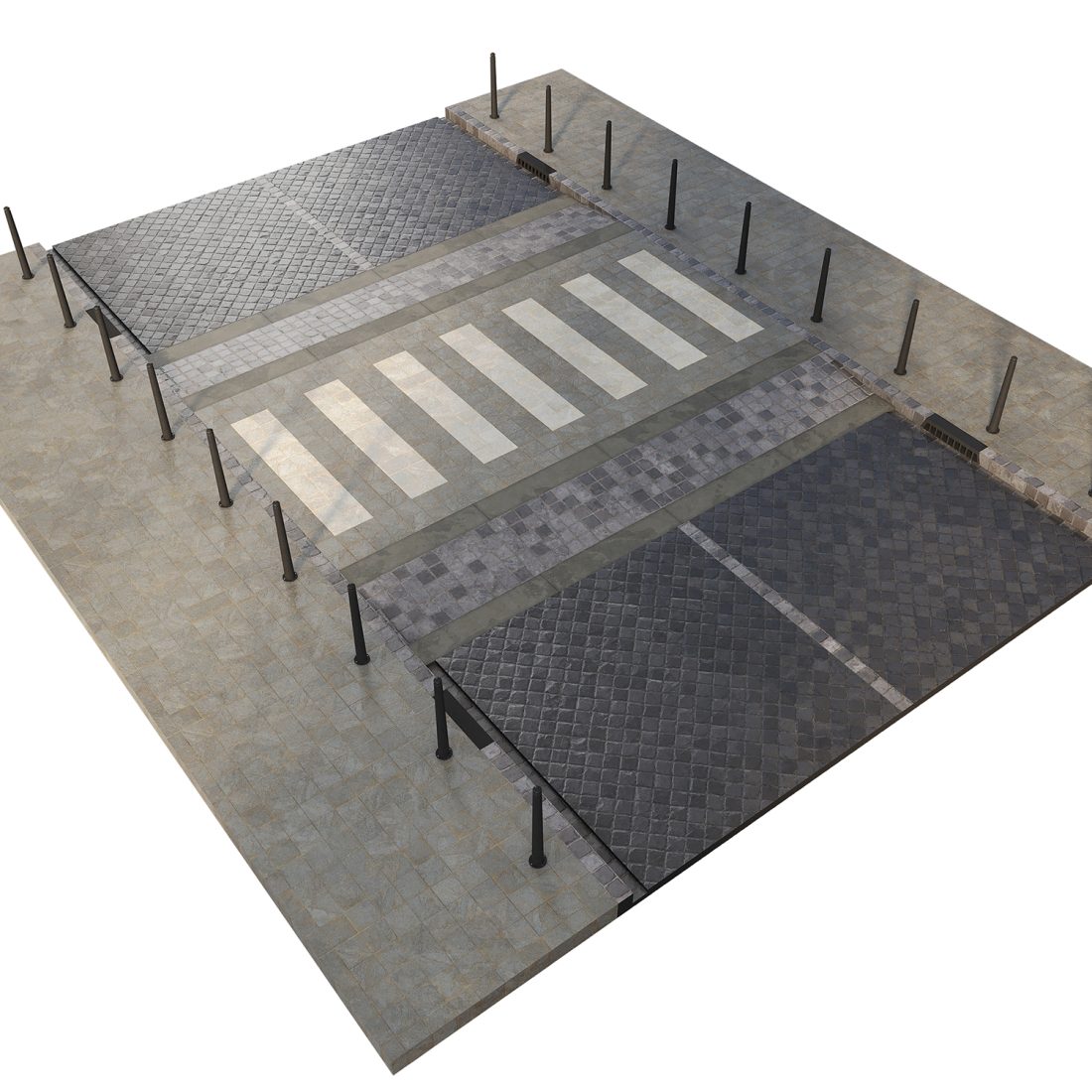 Street With Pedestrian Crossing 3D Model for Corona | CGMood