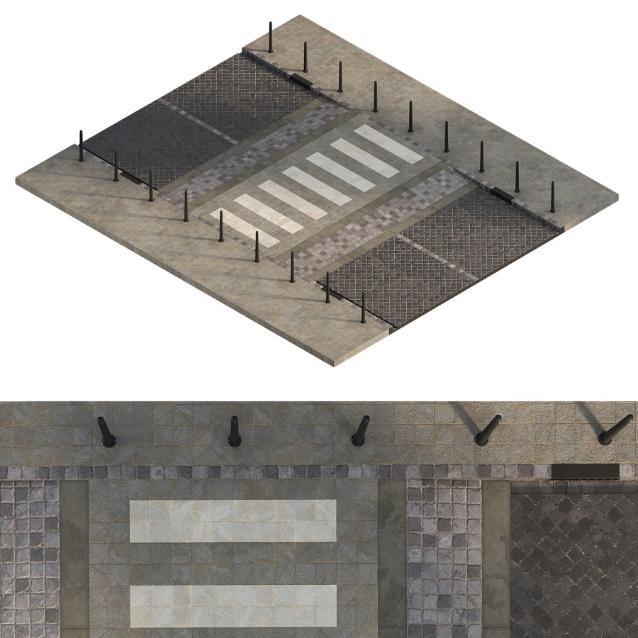 Street With Pedestrian Crossing 3D Model for Corona | CGMood