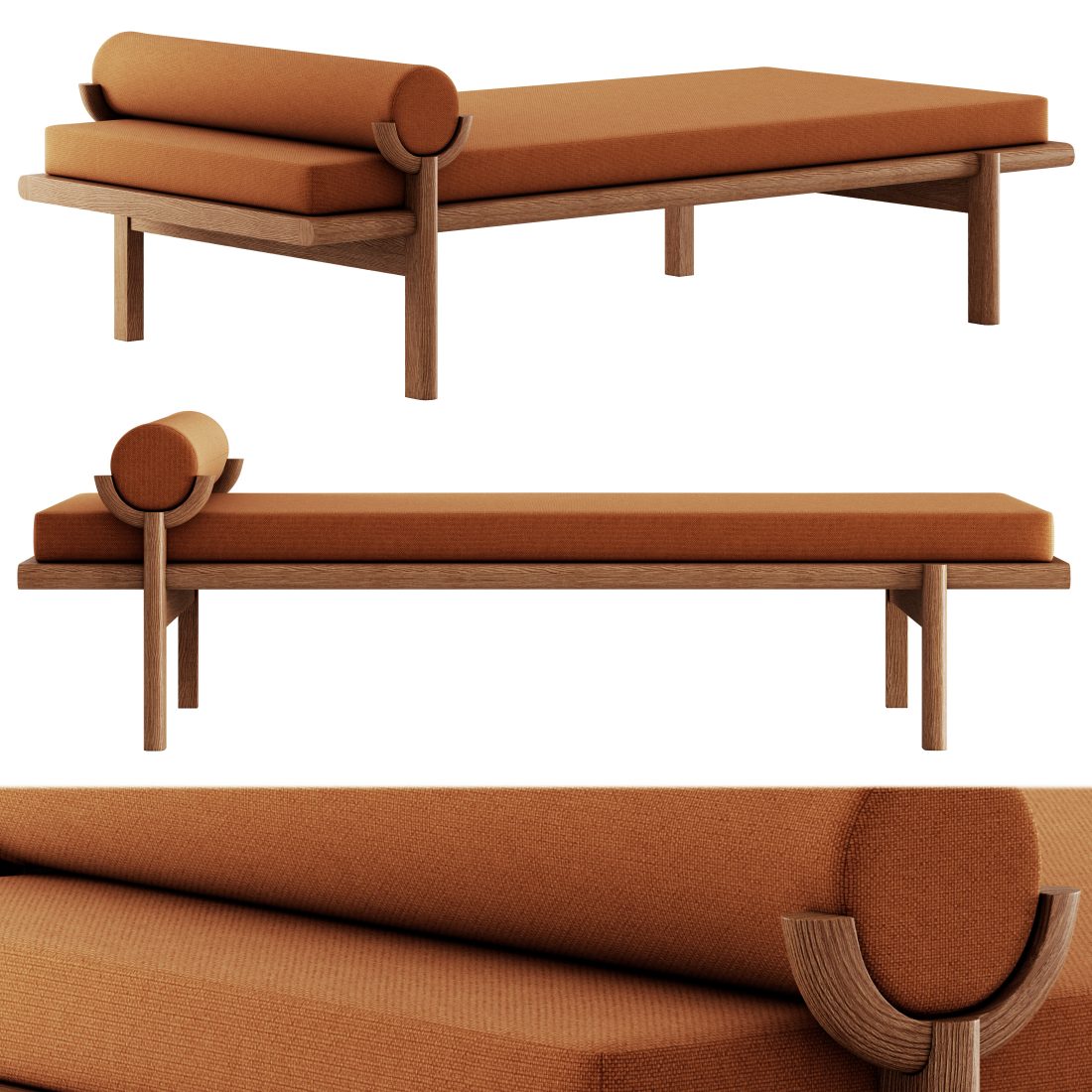 Walnut Crescent Lounge By Vonnegut Kraft 3D Model for VRay | CGMood