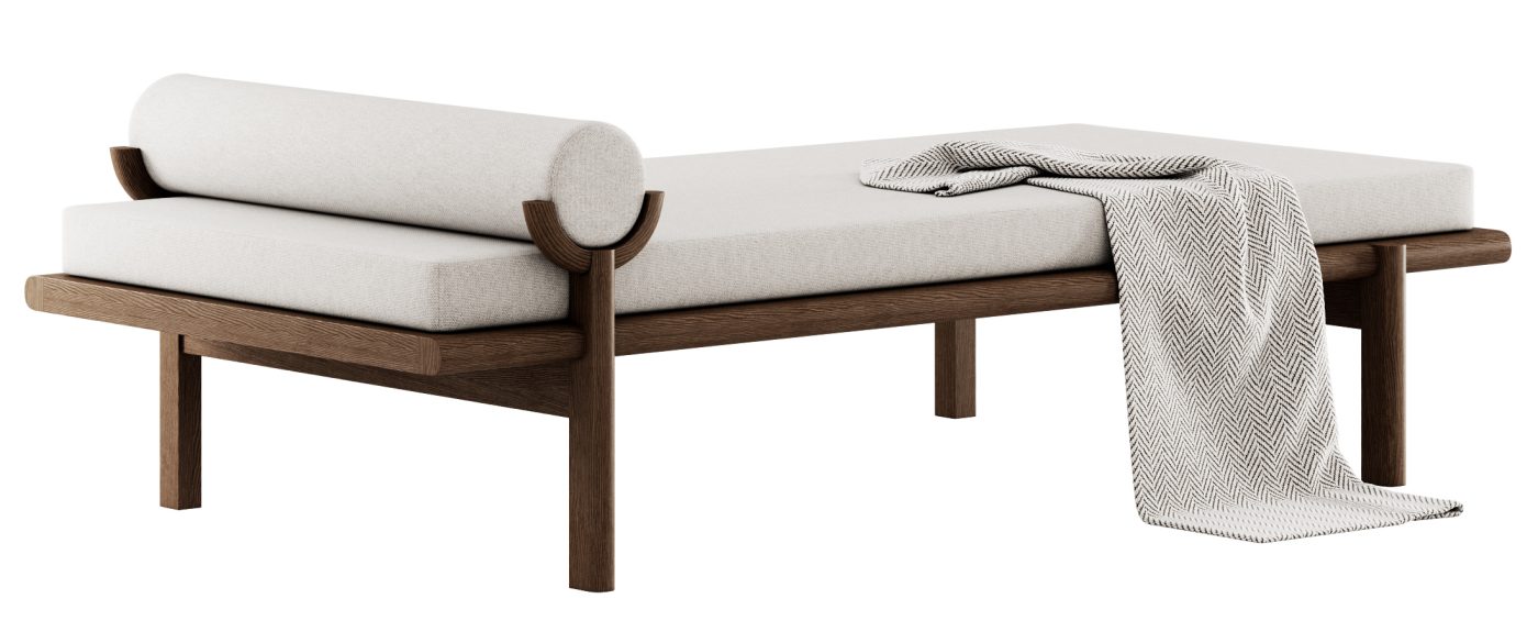 Walnut Crescent Lounge By Vonnegut Kraft - 3D Model for VRay