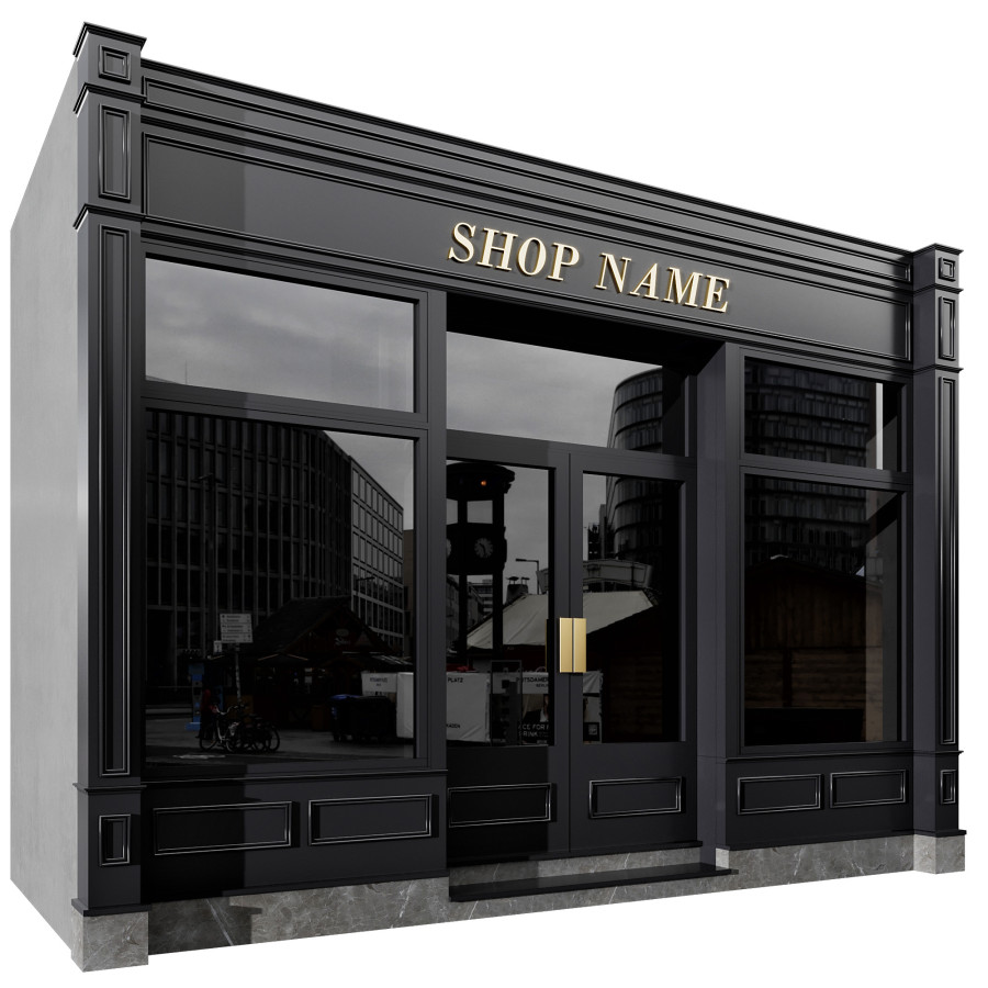Shop Building No3 - 3D Model for VRay, Corona