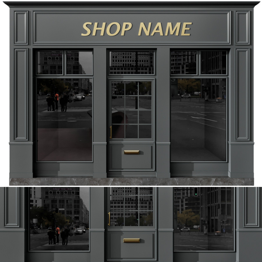 Shop Building No4 3D Model for VRay, Corona | CGMood