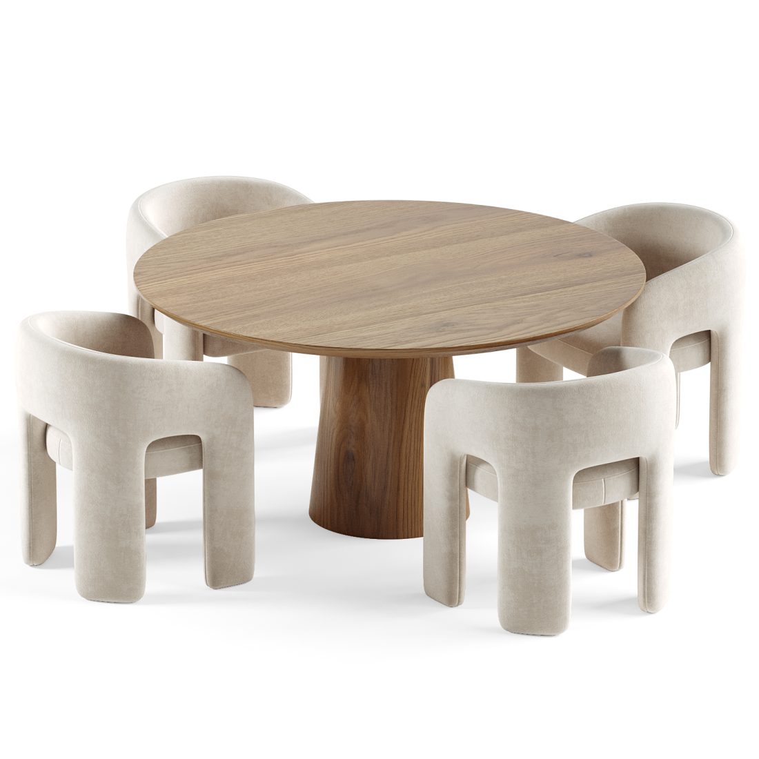 Byron Dining Chair & Round Walnut Dining Table Qon 3D Model for Corona ...
