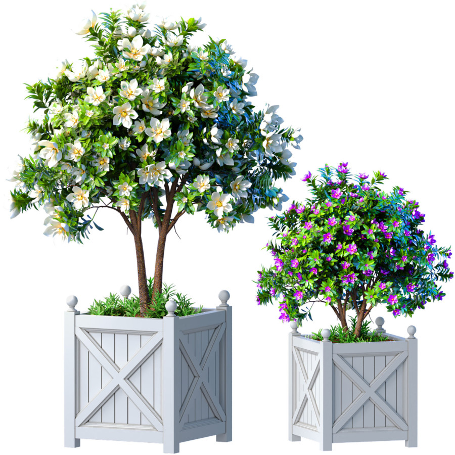 Decorative Tree Garden In Planter Pot Decoration 3D Model for VRay ...