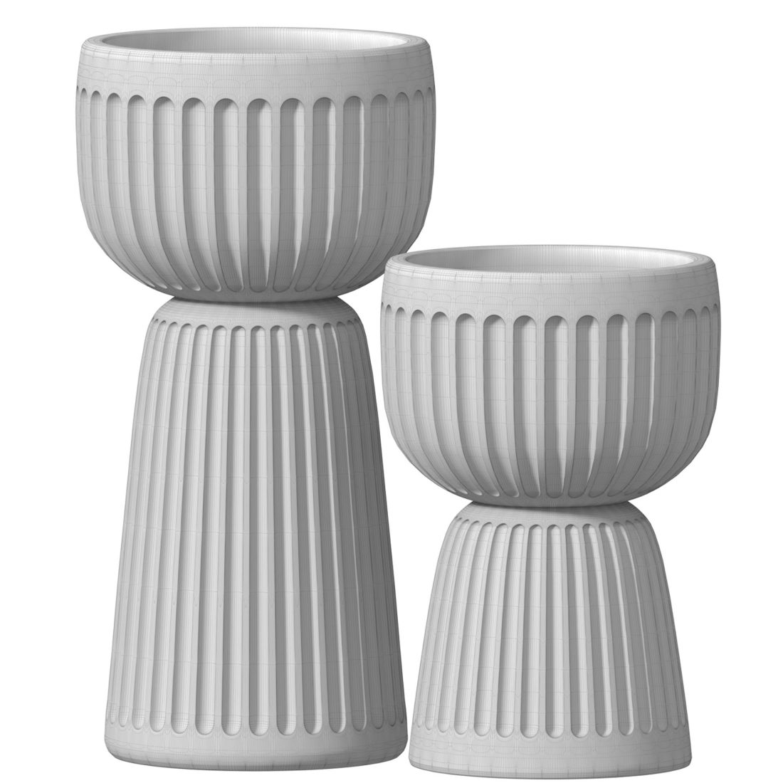 Decorative Floor Fluted Flower Vase Set Collection - 3D Model for VRay ...