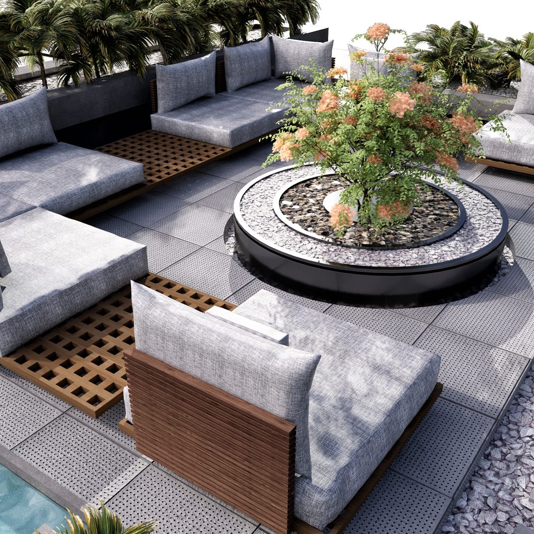 Outdoor Sitting Area No10 3D Model for VRay, Corona | CGMood