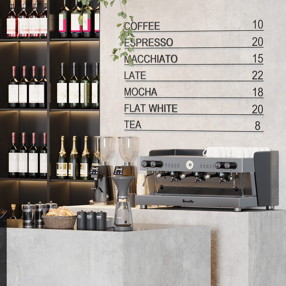 Cofe Bar 04 - 3D Model for VRay, Corona