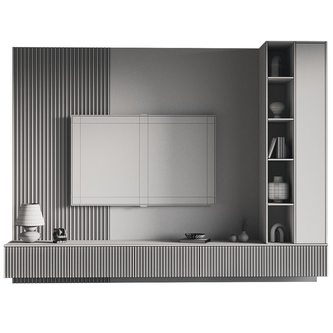 Tv Wall Set 071 - 3D Model for Corona
