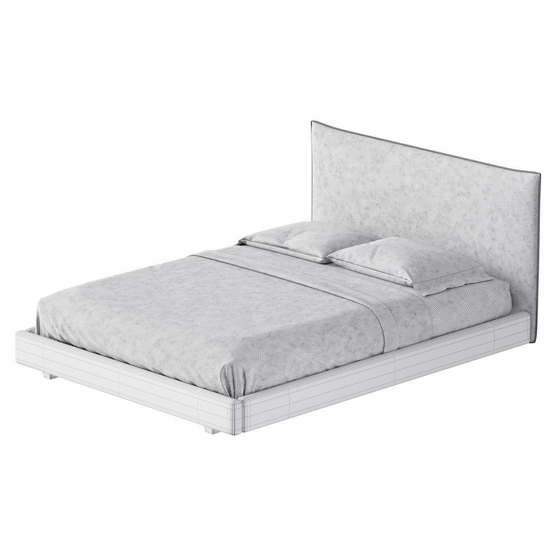 Facade Shadow Velvet Queen Bed 3D Model for Corona | CGMood