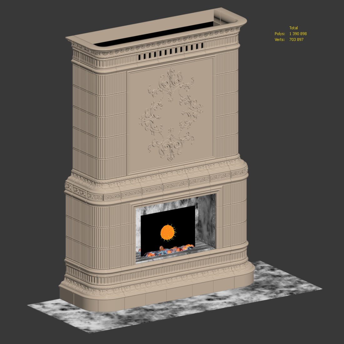 Classic Fireplace With Tiles 3D Model for VRay, Corona | CGMood