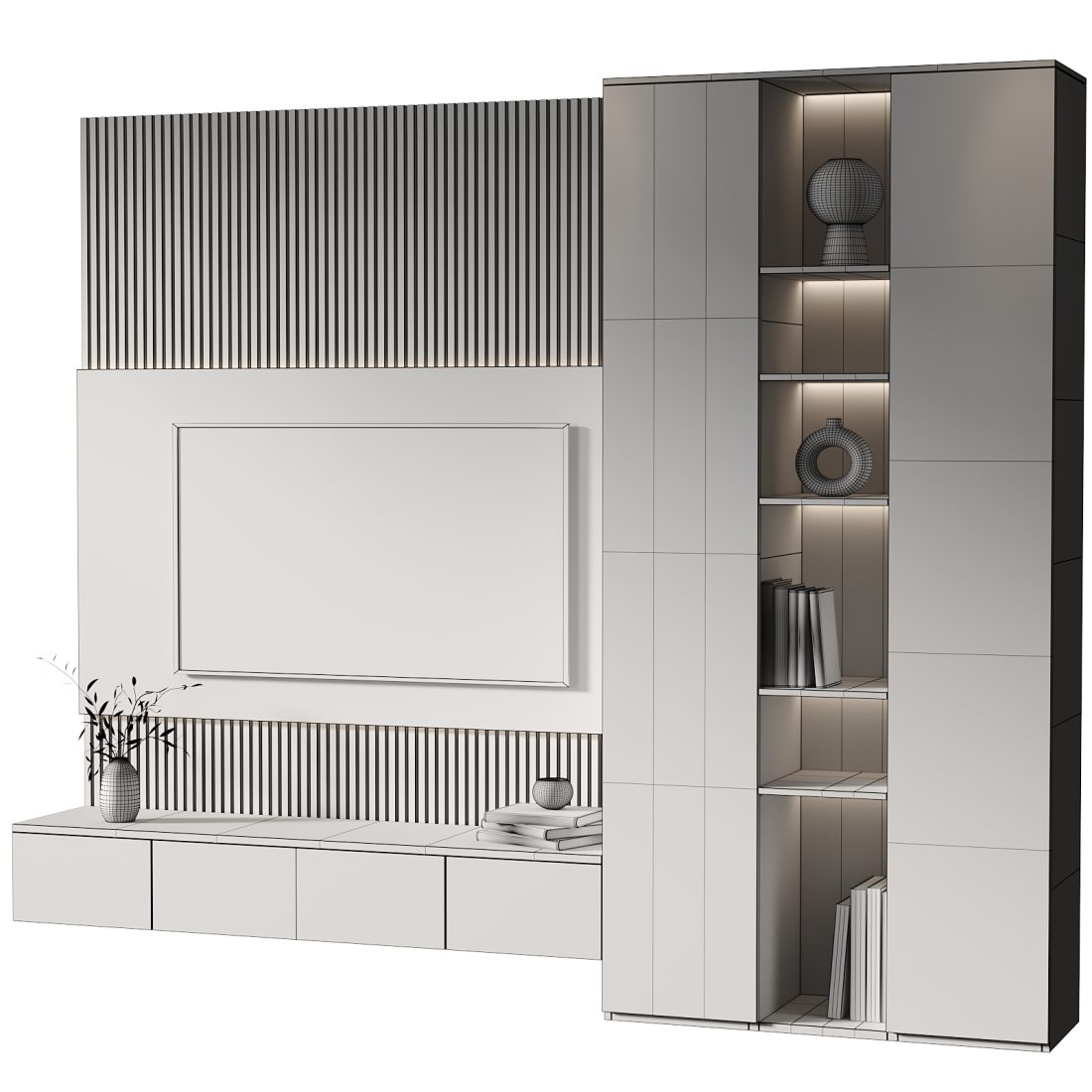 Tv Wall Set 042 - 3D Model for Corona