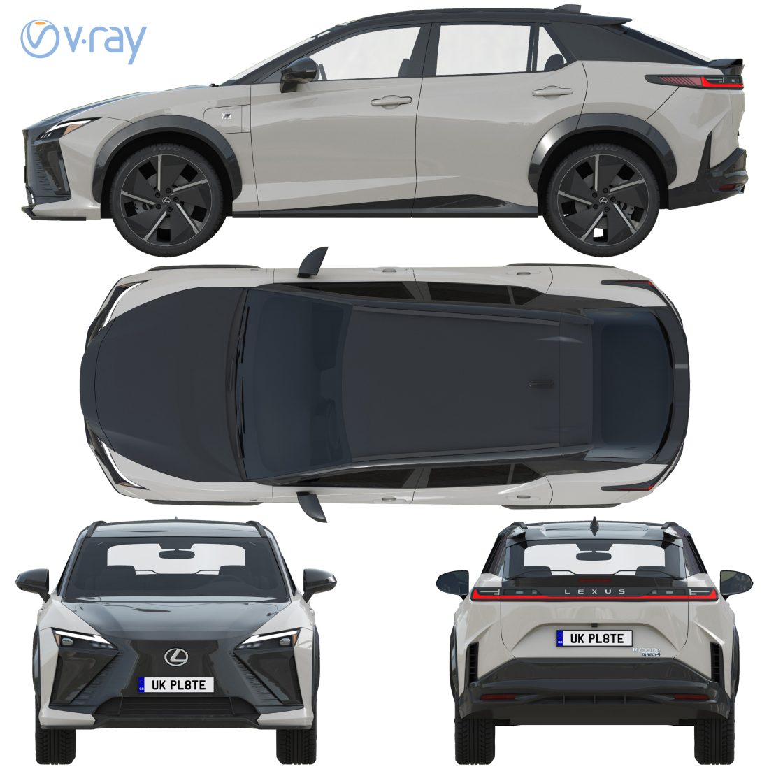 Lexus RZ 550e F-sport 2026 - 3D Model for VRay