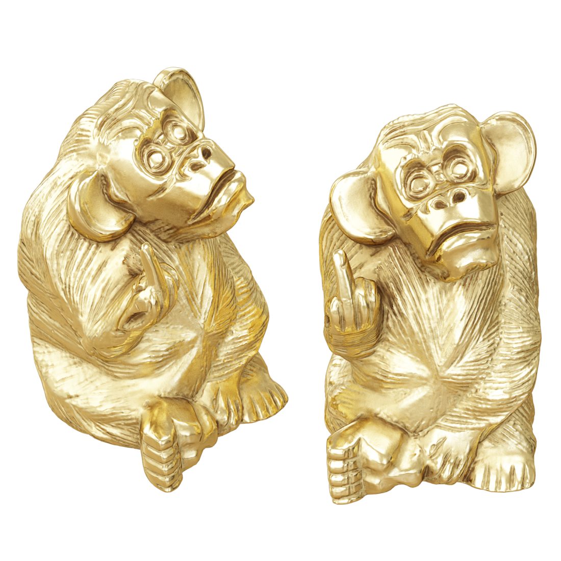 Golden Monkey Statue With Bold Gesture - 3D Model for VRay