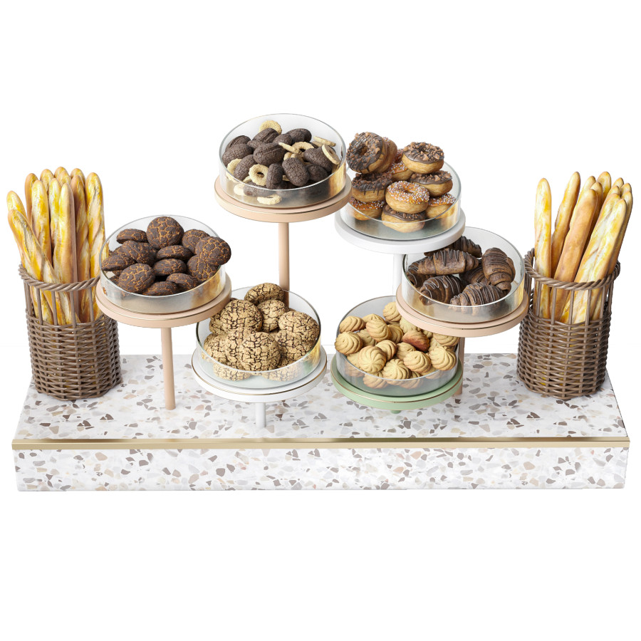 Display Case With Sweets And Desserts 3D Model for Corona | CGMood