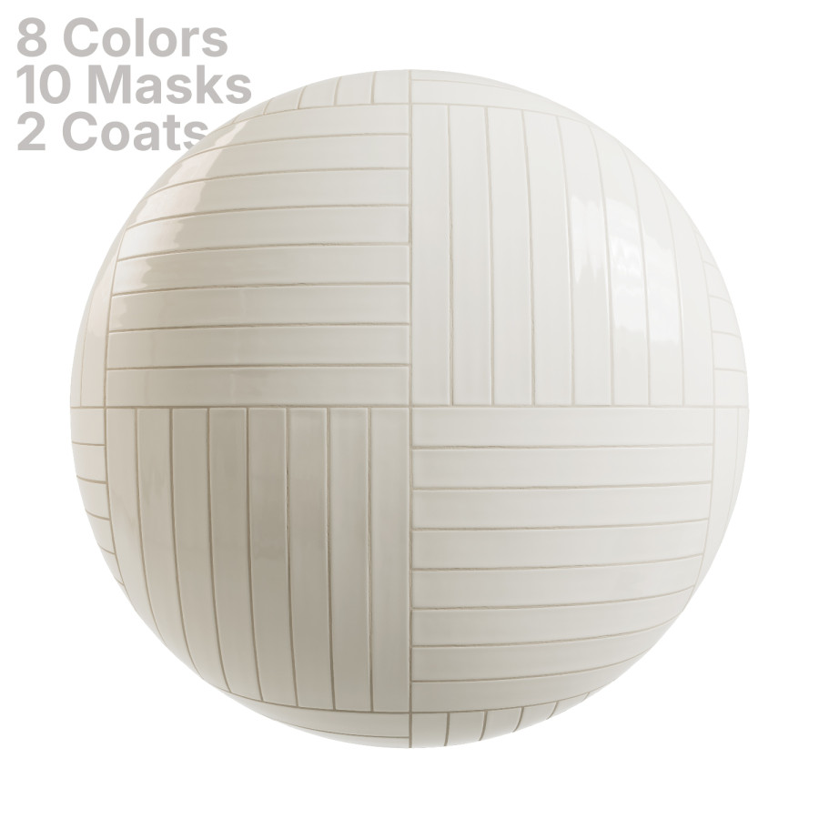 Elongated Subway Tile 2x16" Crosshatch - 3D Model for VRay, Corona