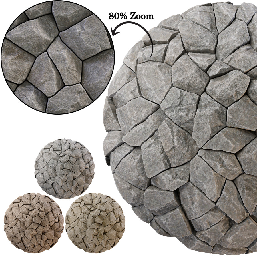 Stone Wall 27 (seamless) - 3D Model for VRay