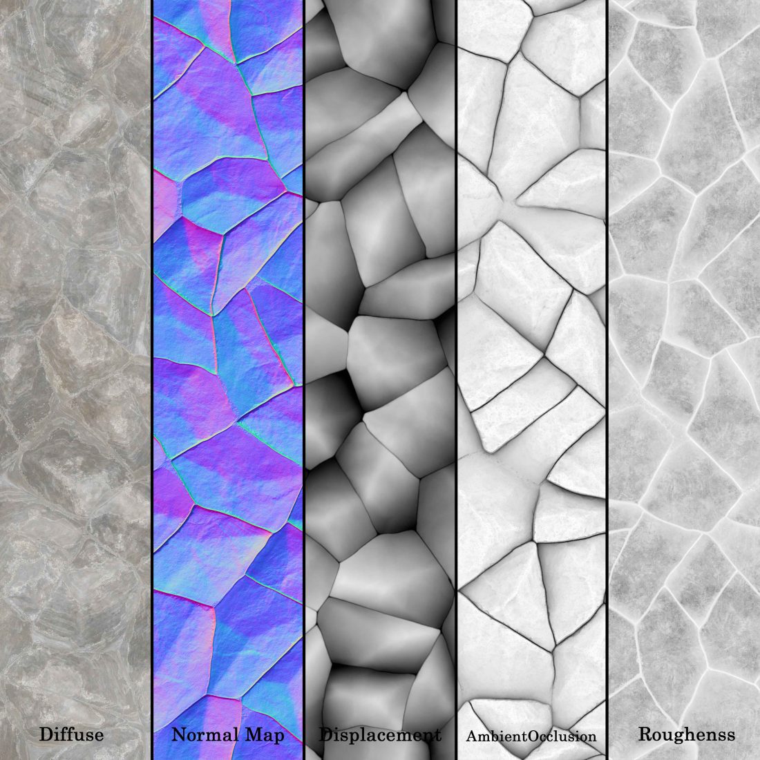 Stone Wall 28 (seamless) - 3D Model for VRay