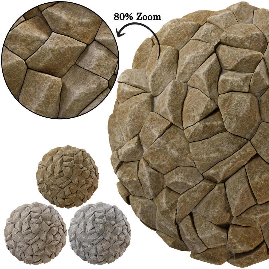 Stone Wall 28 (seamless) - 3D Model for VRay
