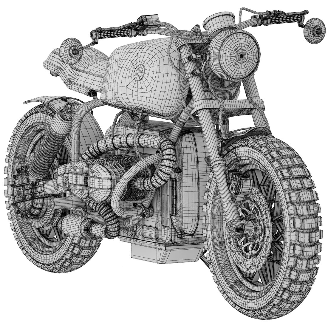 Black Motorcycle - 3D Model for VRay, Corona
