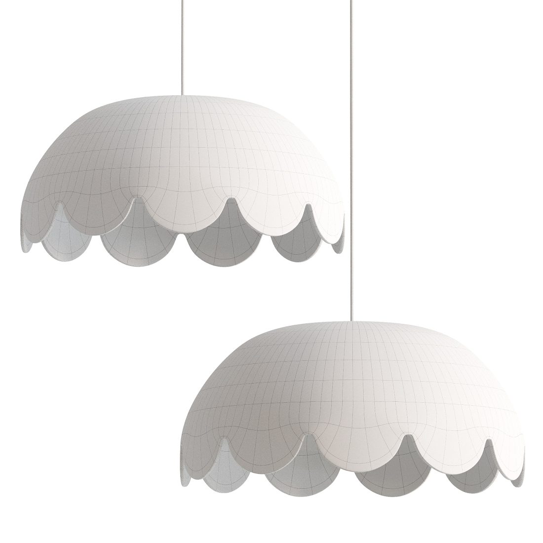 Scalloped Pendant Light - 3D Model for VRay, Corona