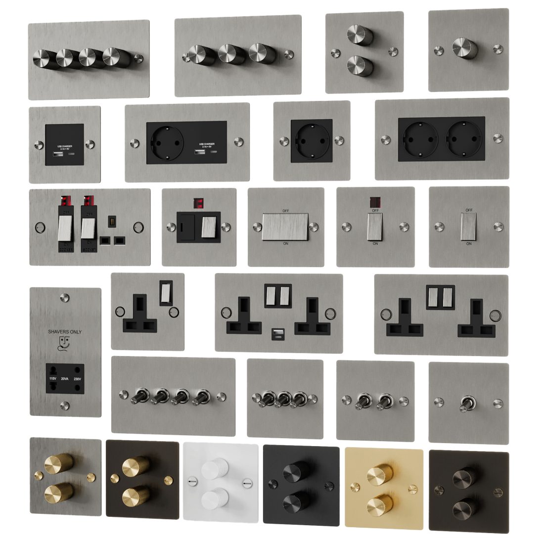 Buster& Punch Switches +sockets Collection - 3D Model for VRay, Corona