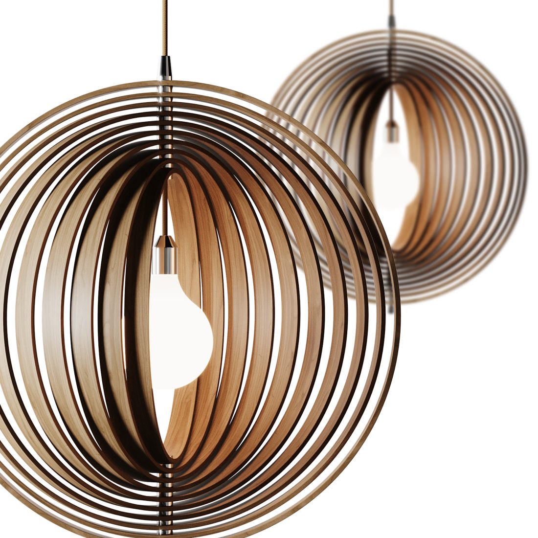 Creative Wood Round Globe Pendant Light 3D Model for Corona | CGMood