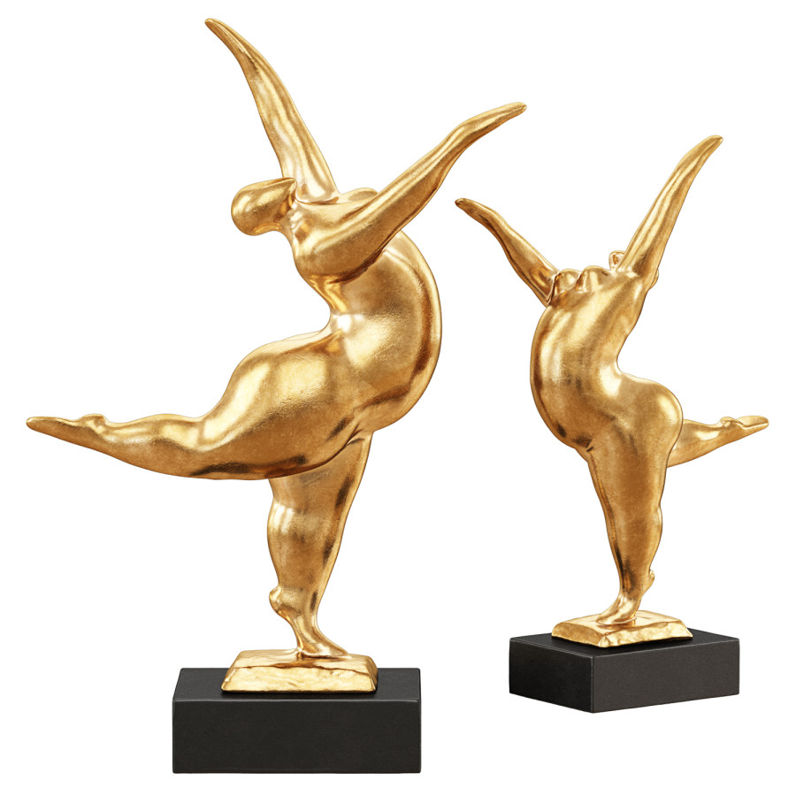 Modern Art Gold Sculpture Balancing Dancer - 3D Model for VRay