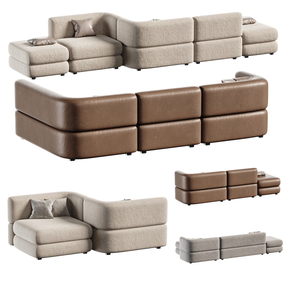 Brera 5 Round Sofa - 3D Model for VRay, Corona
