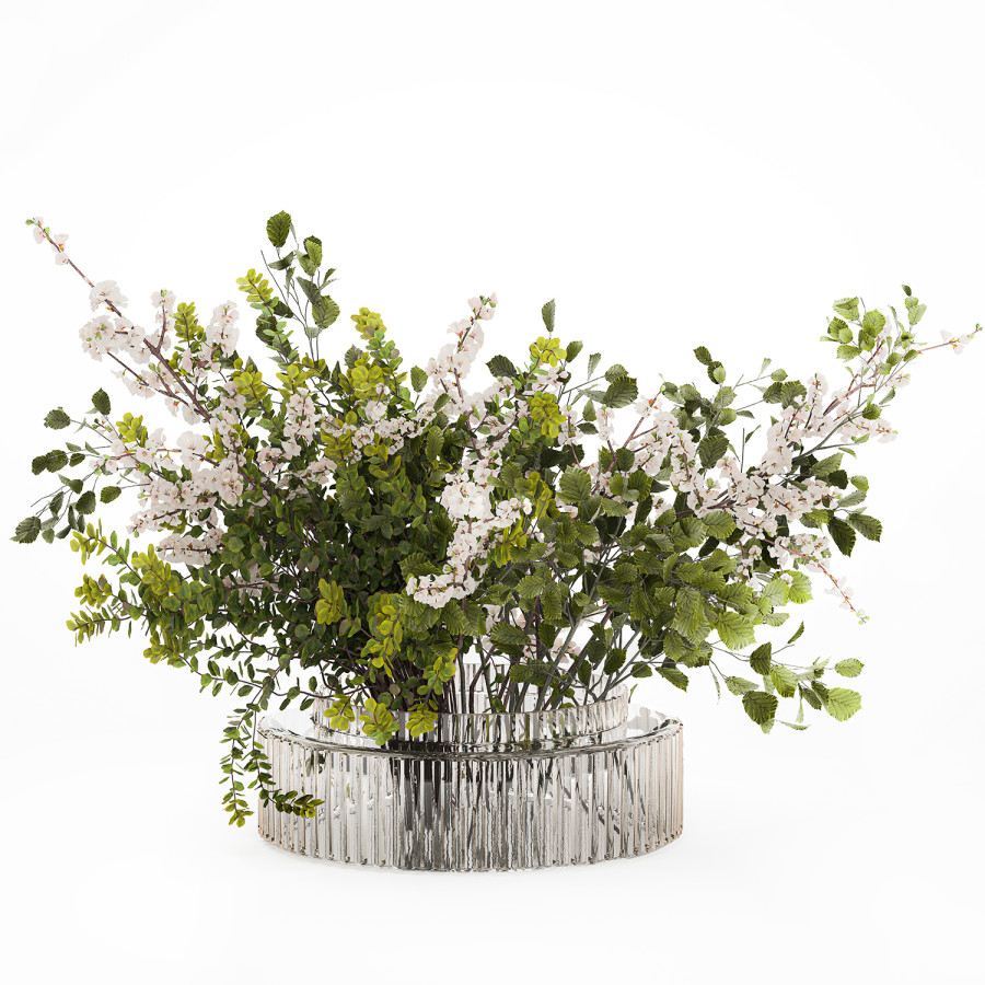 Bouquet Of Green Sakura Cherry Branches And Green - 3D Model for VRay