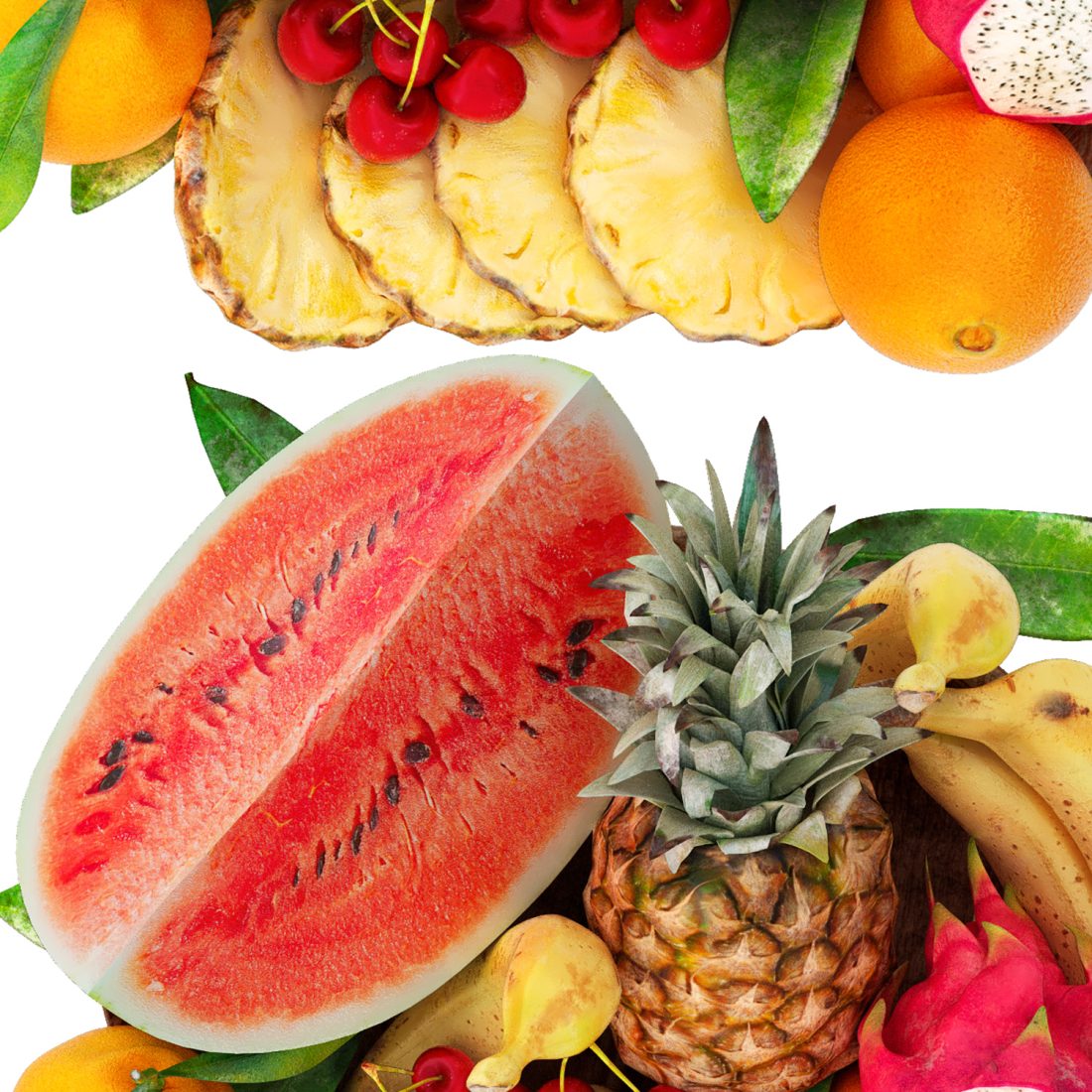 Plate Of Tropical Fruits 13 - 3D Model for VRay, Corona