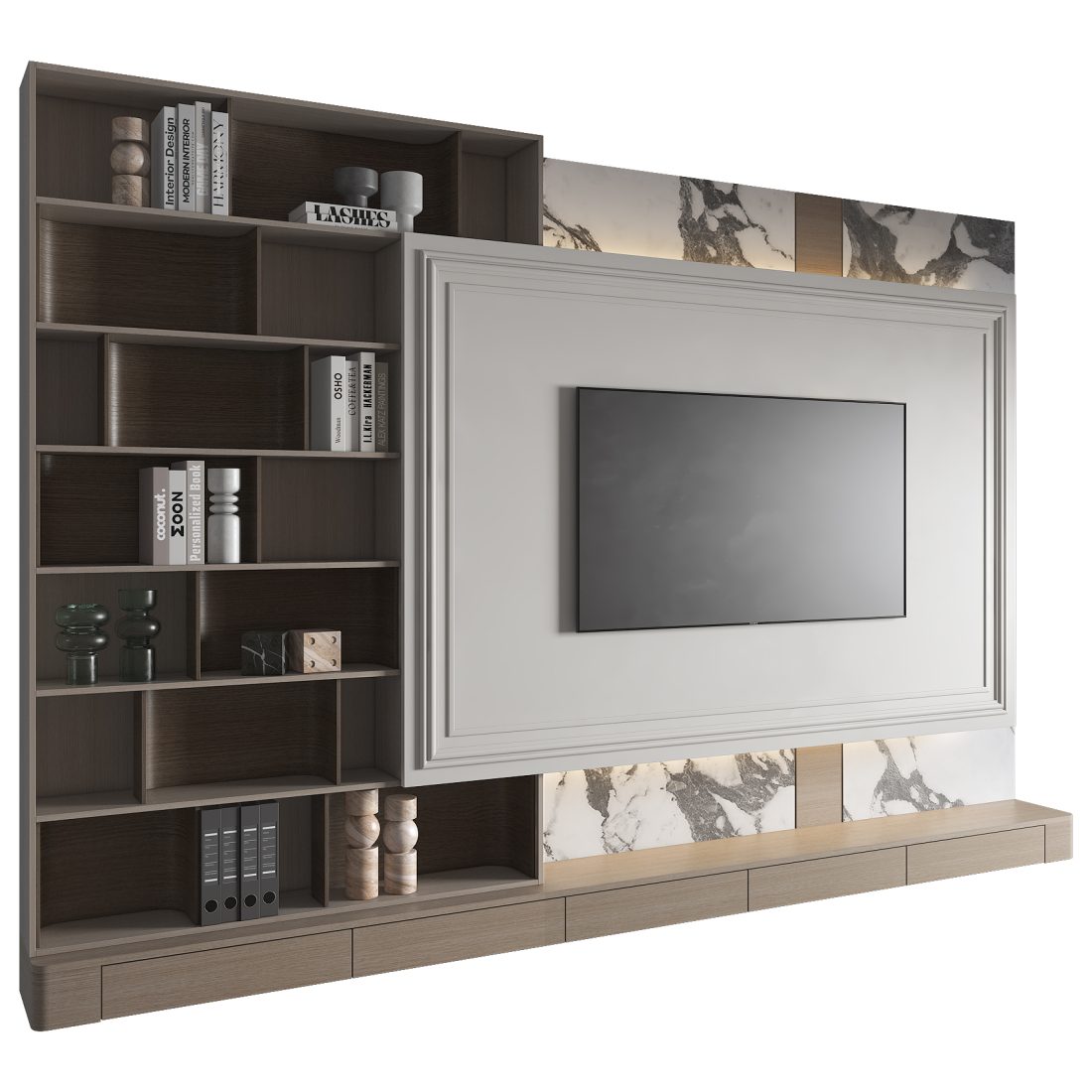 Tv Wall Set 32 - 3D Model for VRay, Corona