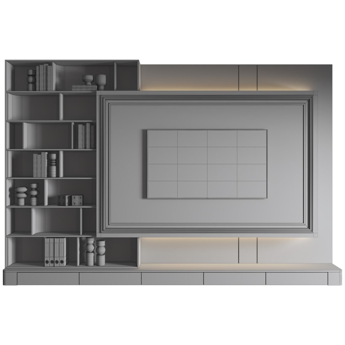 Tv Wall Set 32 - 3D Model for VRay, Corona