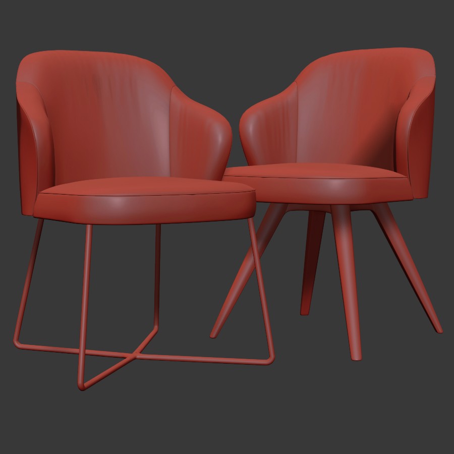 Leslie Dining Chairs Set 02 - 3D Model for VRay, Corona