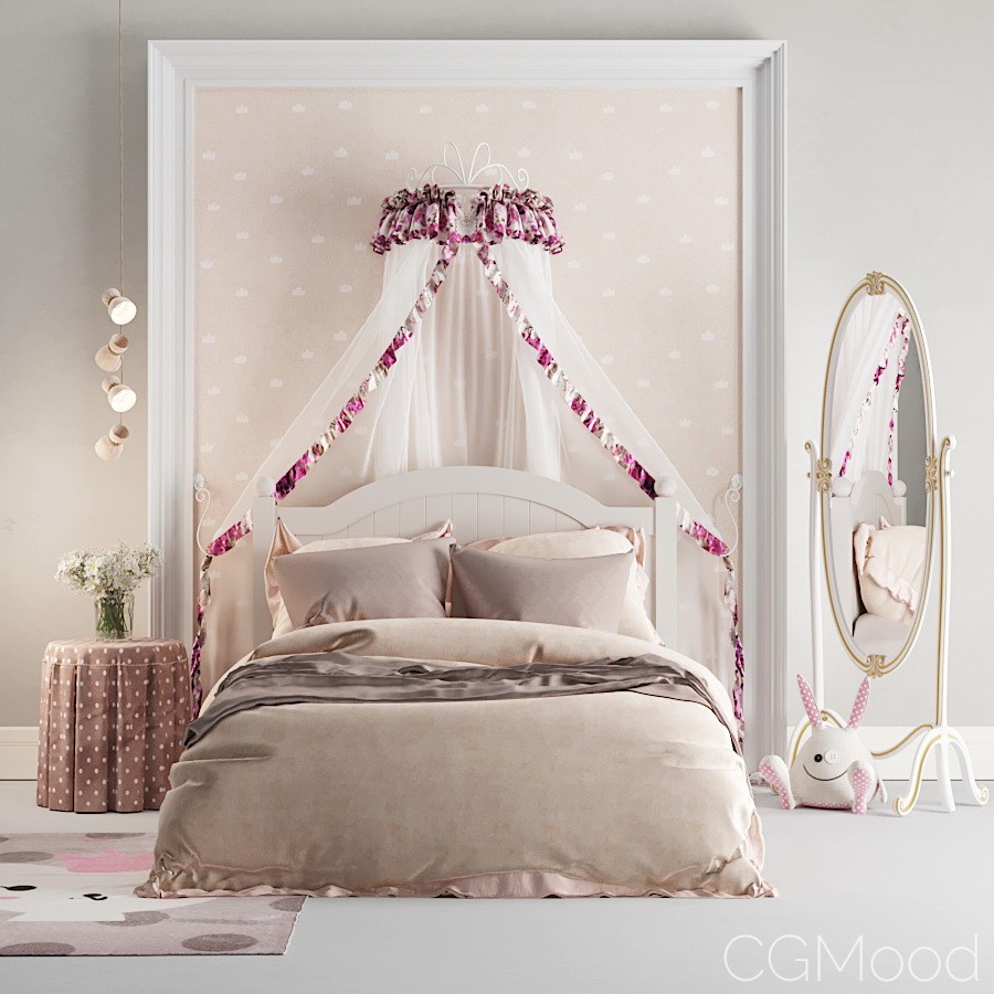Princess Bedroom 3D Model for VRay, Corona | CGMood