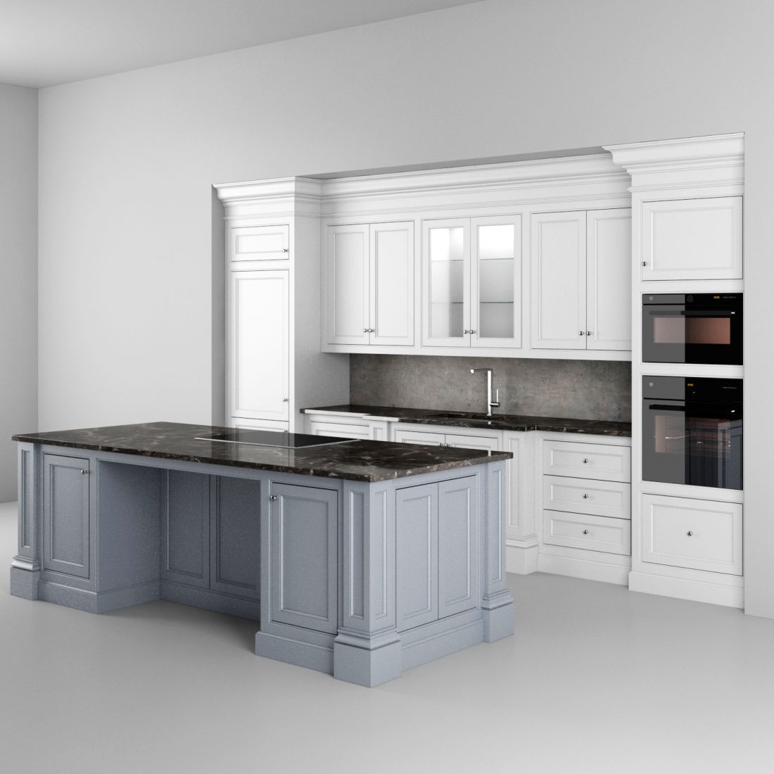 Modern Classic Kitchen 3D Model For VRay