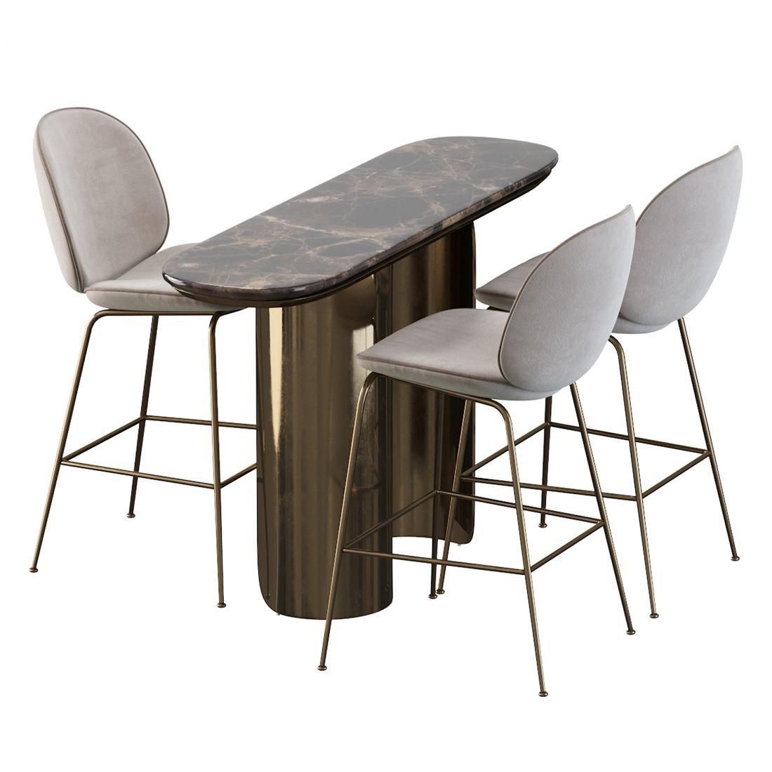 Gabriel Oval Table And Gubi Beetle Bar Stool 3D Model for Corona | CGMood