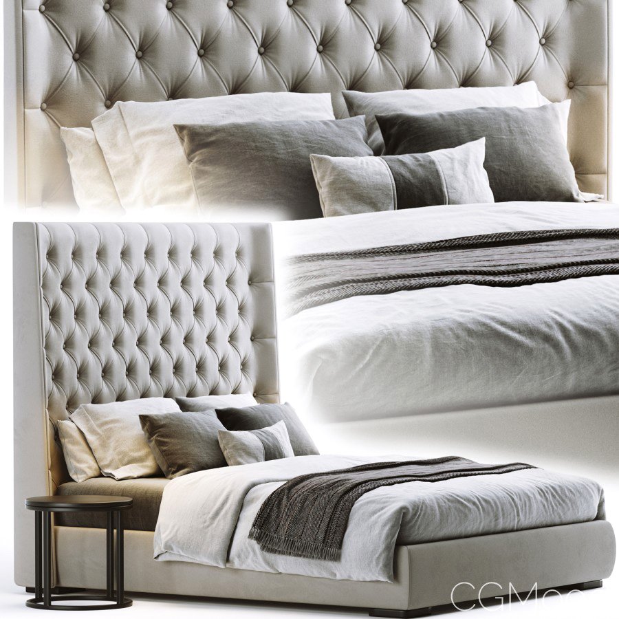 Meridiani Turman Bed - 3D Model for VRay, Corona