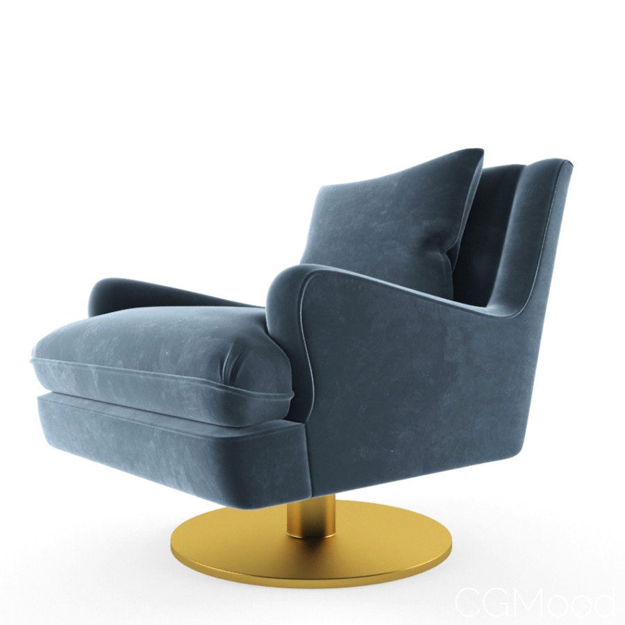 Venetian Chair - Lounge Chair Round Leg - 3D Model for VRay
