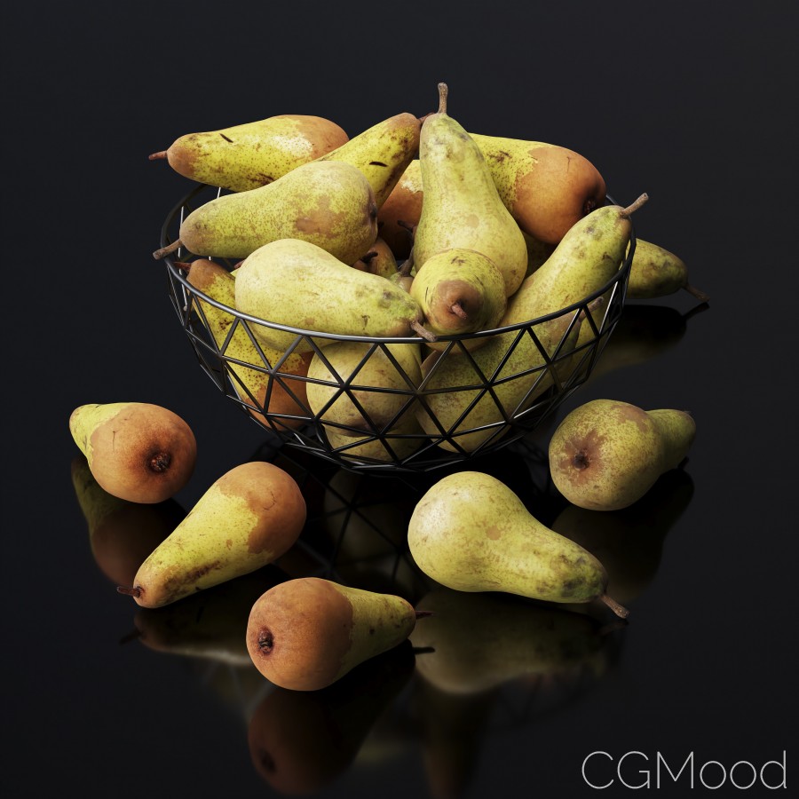 Pears Set - 3D Model for VRay, Corona