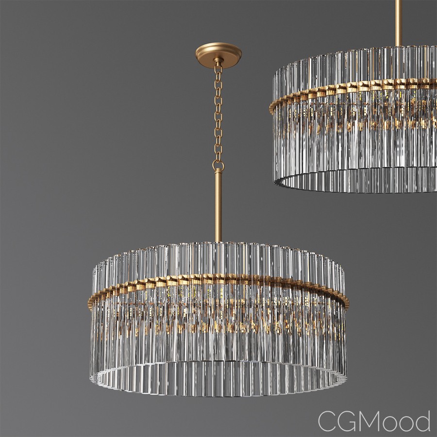Casandra 4-light Brushed Brass Pendant Crystal Cha - 3D Model for VRay ...