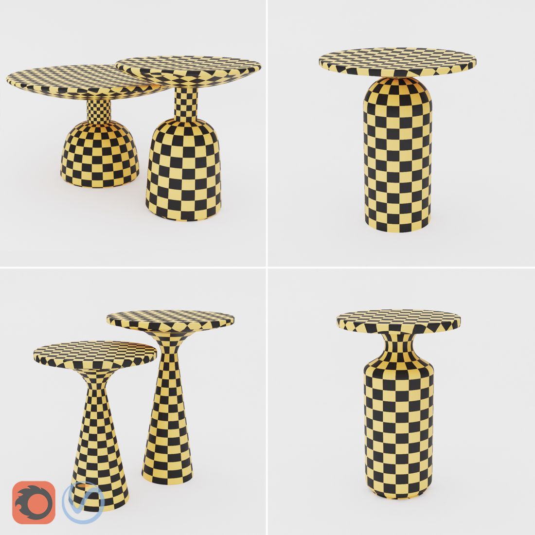 Side Tables . Set 01 - 3d-model 3D Model for VRay, Corona | CGMood