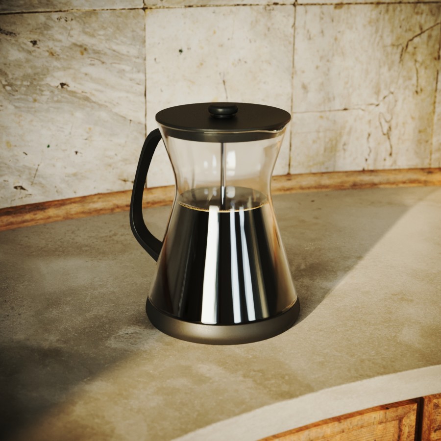 French Press Pot - Filter Coffee - 3D Model for Corona