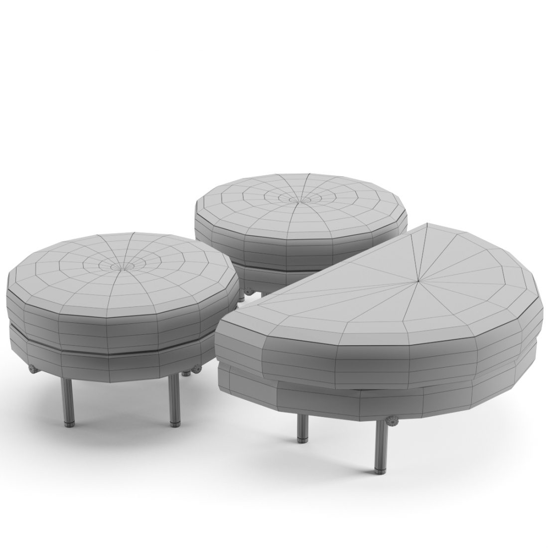 Torii Bench, Ottoman Set - 3D Model for VRay, Corona