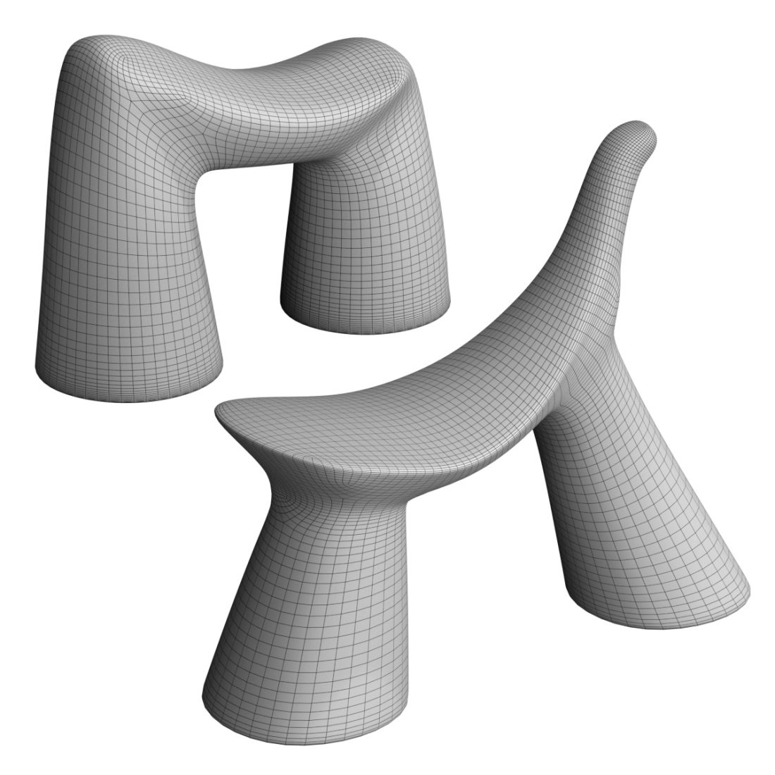 Chair And Pouffe Wendell Castle 3D Model for VRay, Corona | CGMood